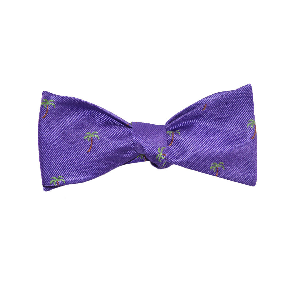 Palm Tree Bow Tie - Purple, Woven Silk – SummerTies