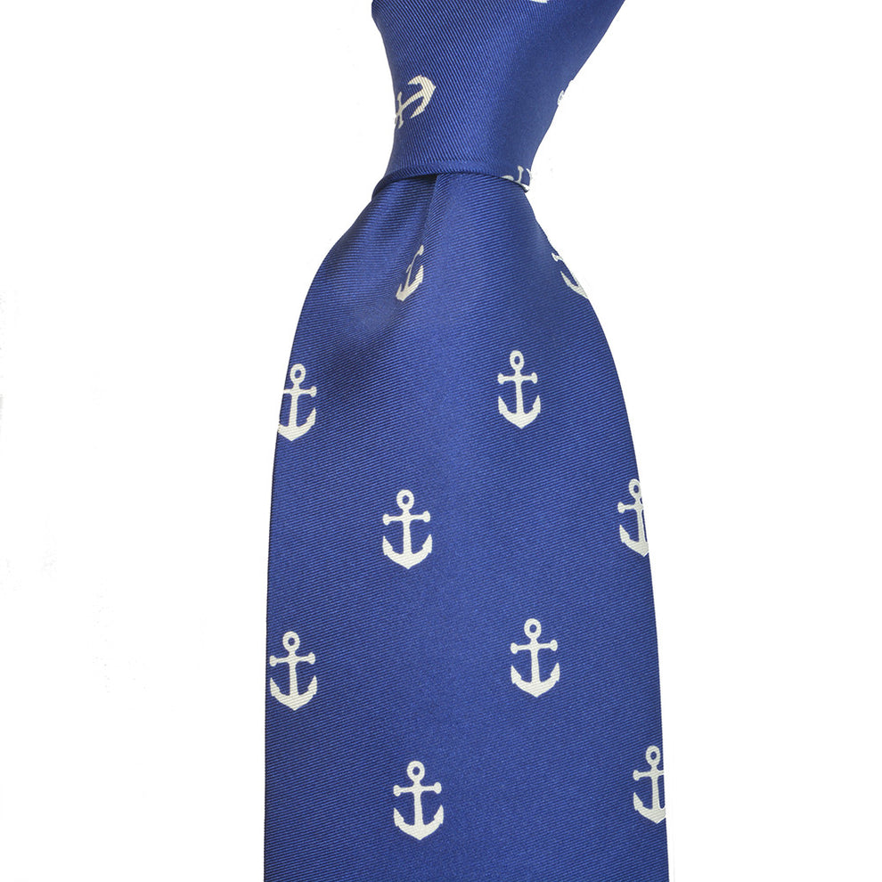 Anchor Necktie - Navy, Printed Silk – SummerTies