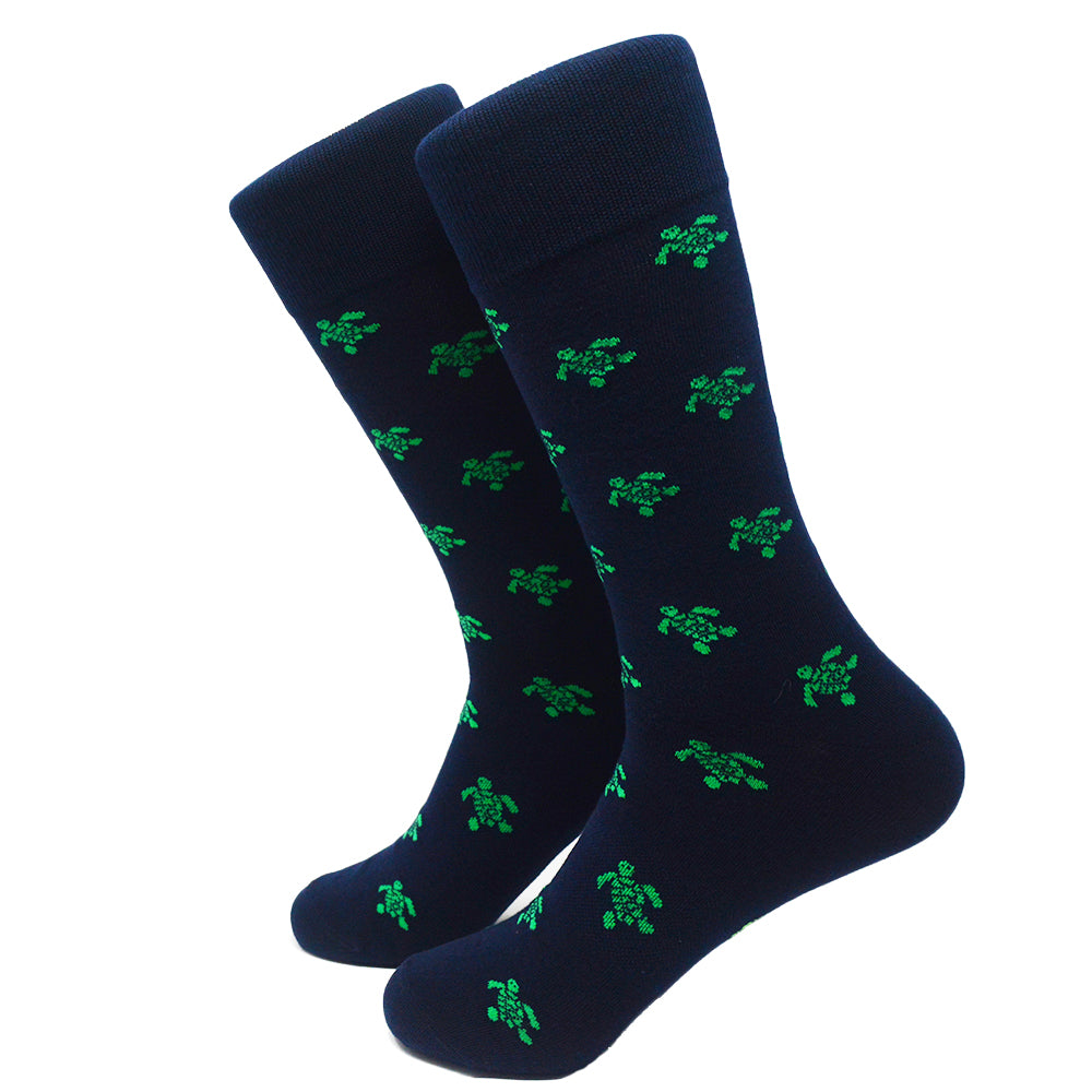 Turtle Socks - Men's Mid Calf - Green on Navy – SummerTies