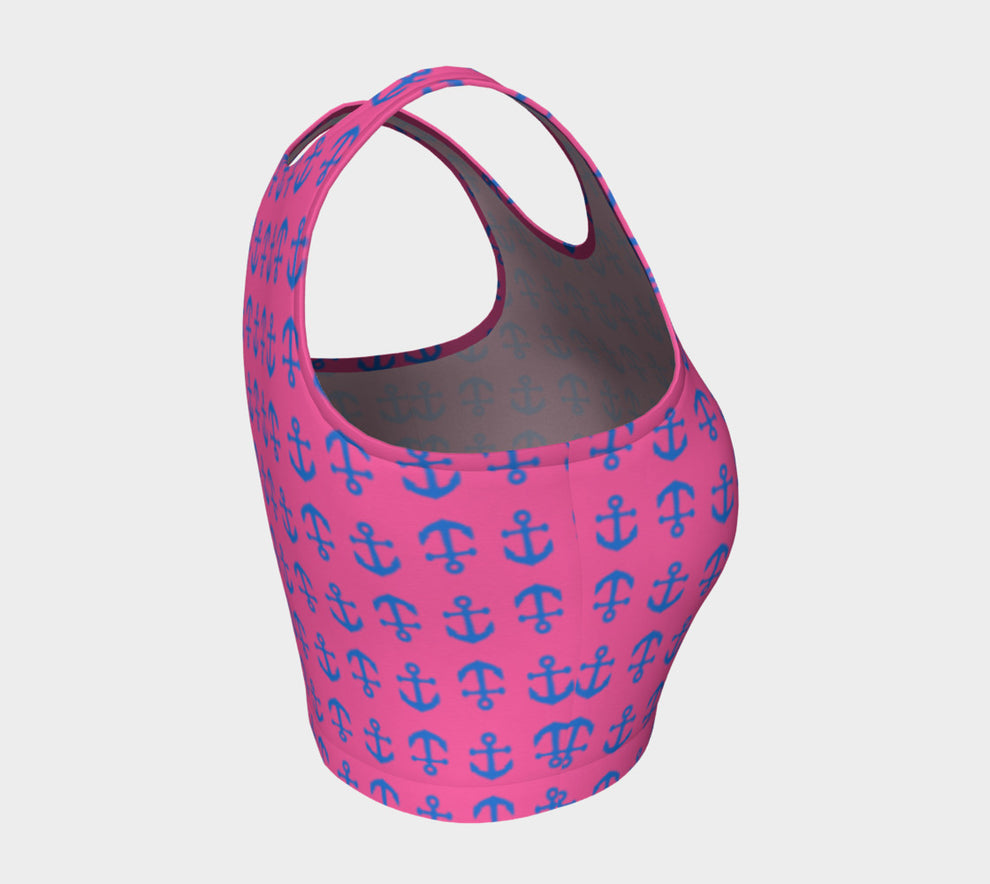 Anchor Toss Athletic Crop Top - Blue on Pink – SummerTies